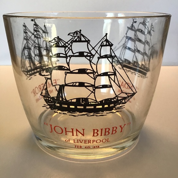 American Vintage | Dining | Vintage Glass Ice Bucket With Ships The ...